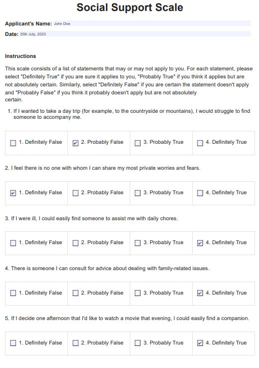 Social Support Scale & Example | Free PDF Download